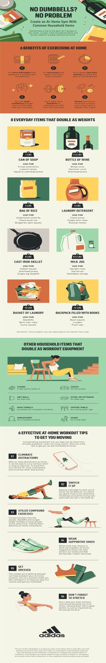 household items into workout equipment - home gym | The Inspiring Journal